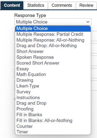 Appendix K - Overview of Item Types – Assessment Systems